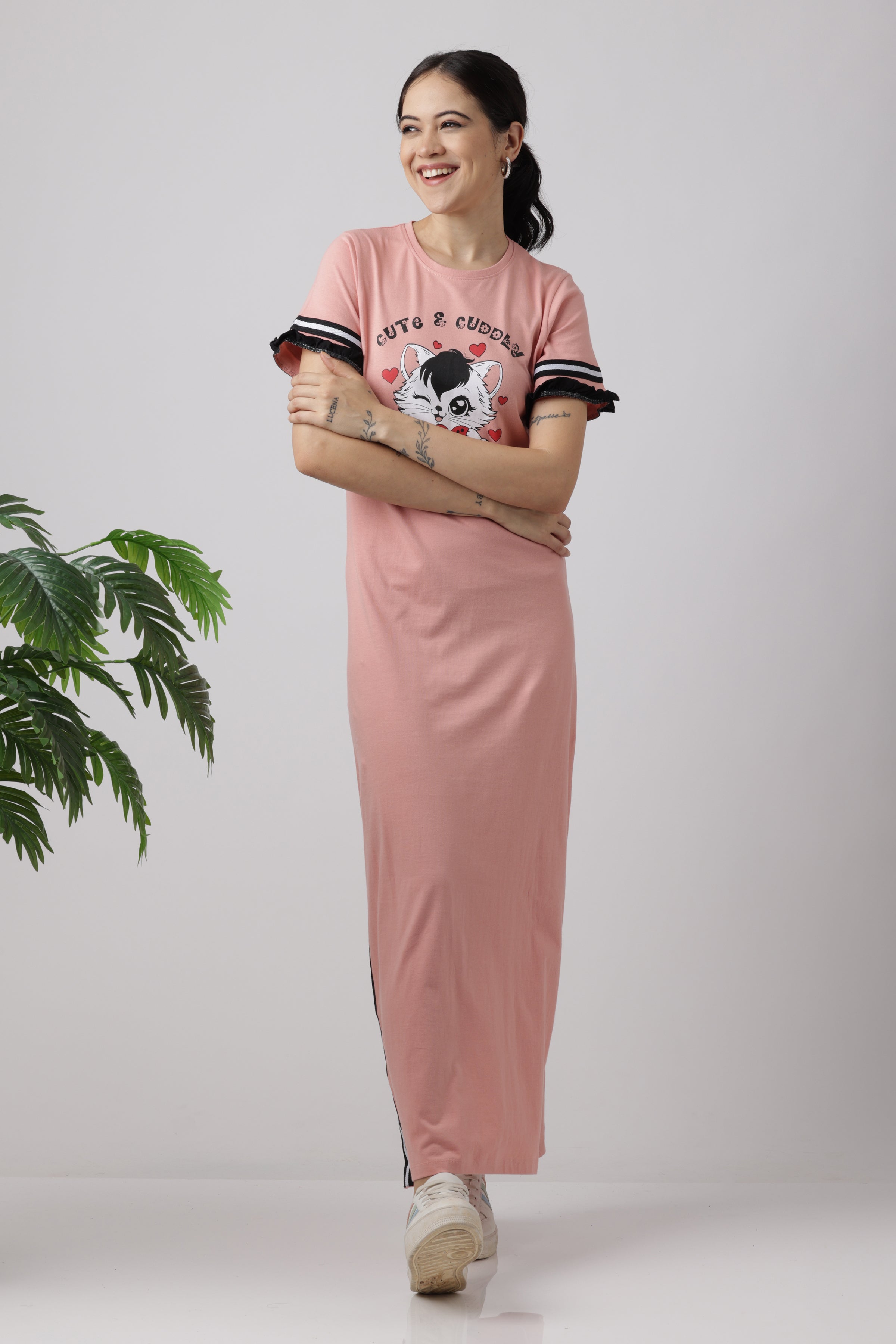 Buy Snooze Style Dress Rose Tan Comfortable Night dress – SlumberJill